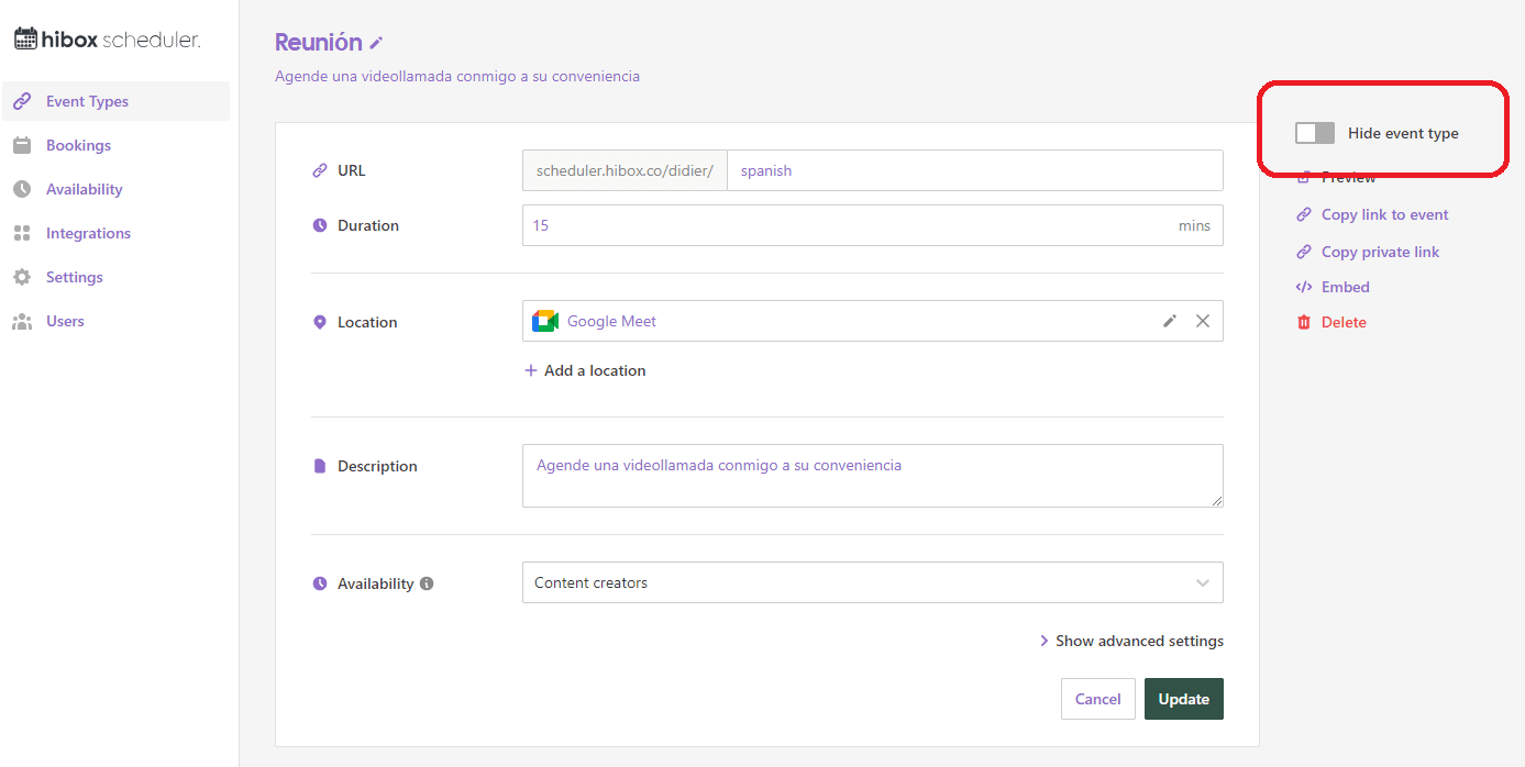 Hide Events from your Public Calendar - Software for Nonprofits | Hibox ...