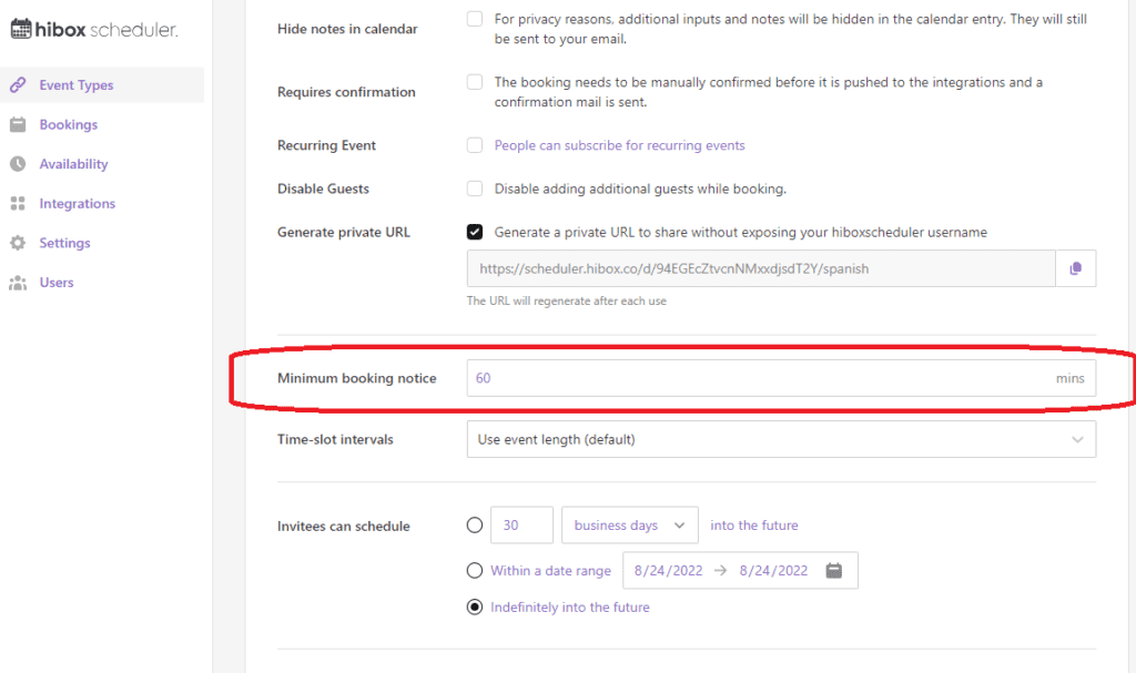Set a Minimum Booking Notice - Software for Nonprofits | Hibox for ...